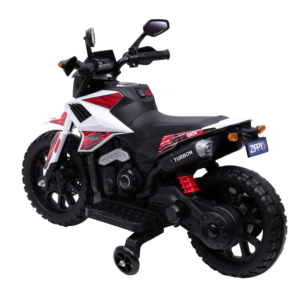 Moto Elétrica Infantil Turbon com Rodinhas Branco Zippy Toys