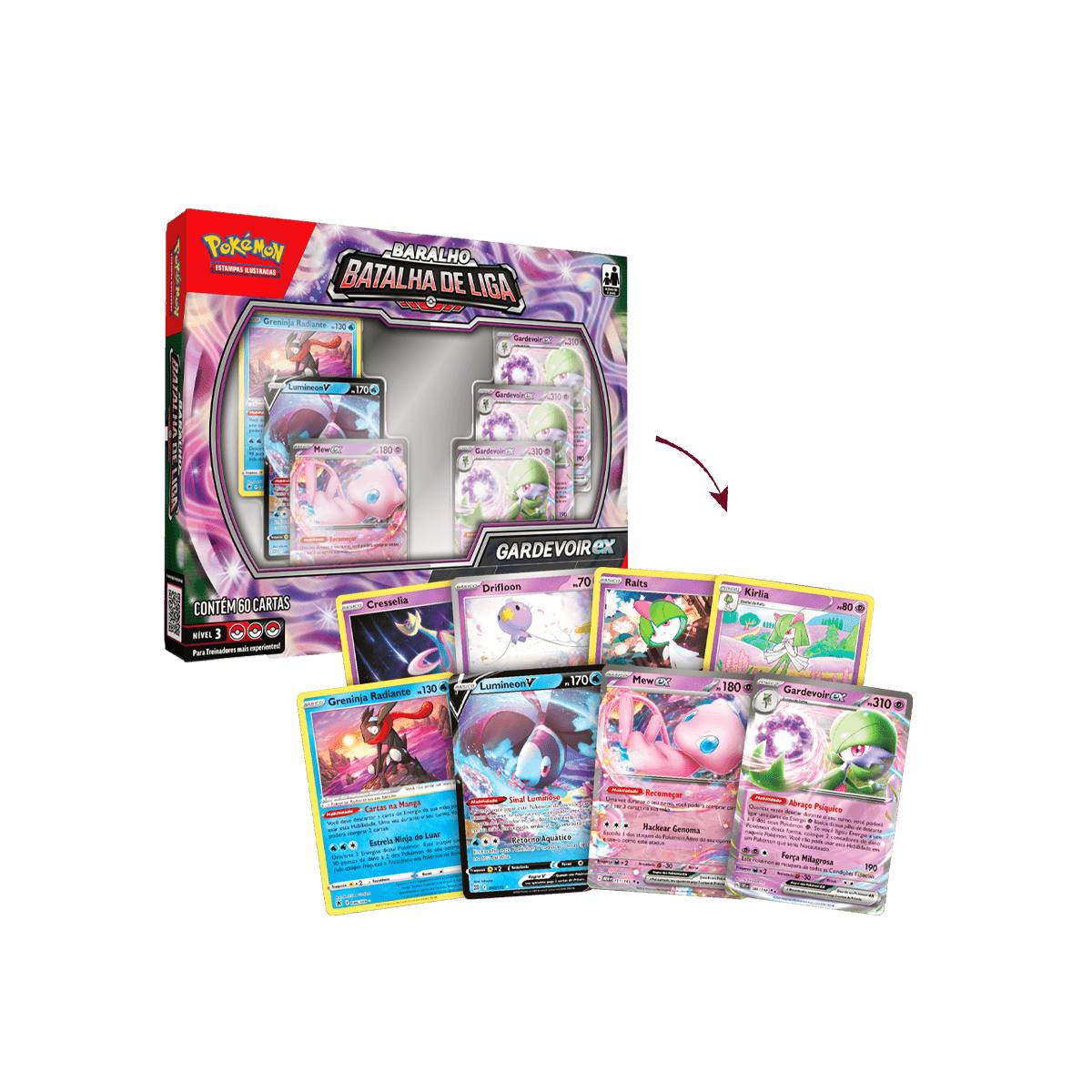 Cartas Pokémon Box Deck Batalha de Liga Gardevoir EX - Copag
