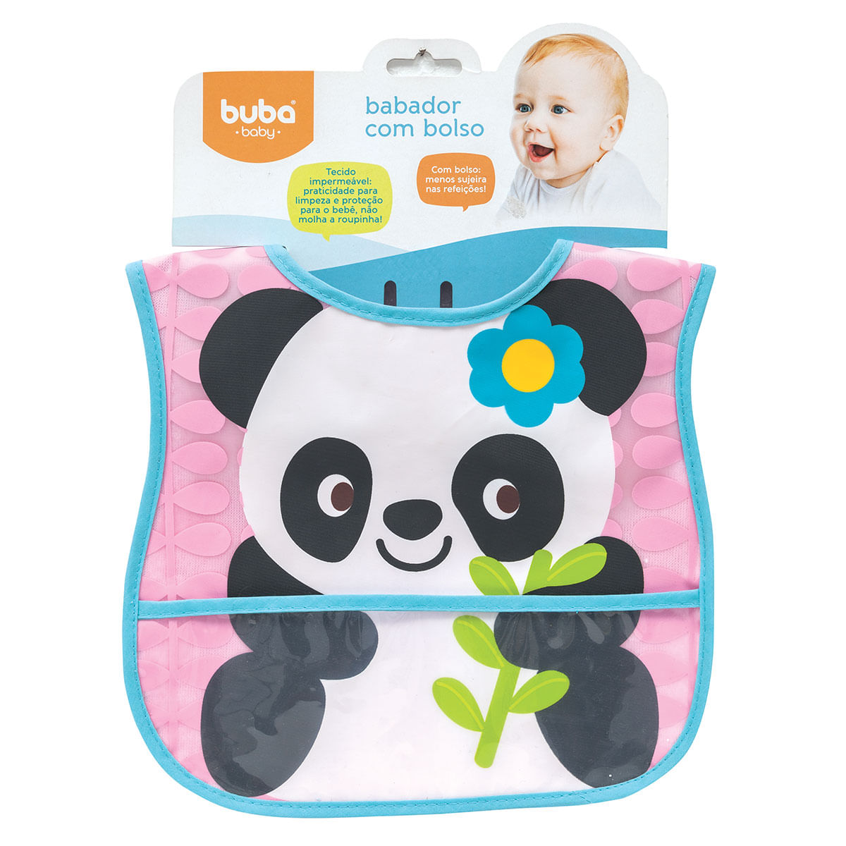 Babador Com Bolso Impermeável Panda Buba Baby