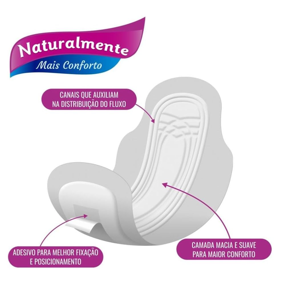 Absorvente com Abas Naturalmente Mais Conforto Fluxo Moderado 24un ...