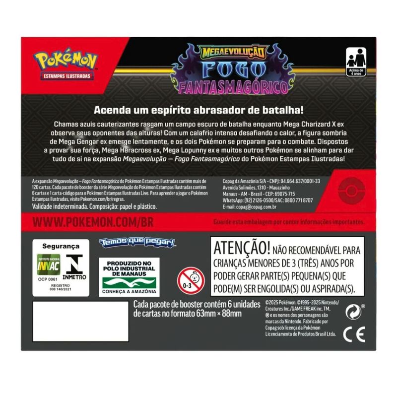 Cartas Pokémon Box Megaevolução Fogo Fantasmagórico 216 Cards - Copag